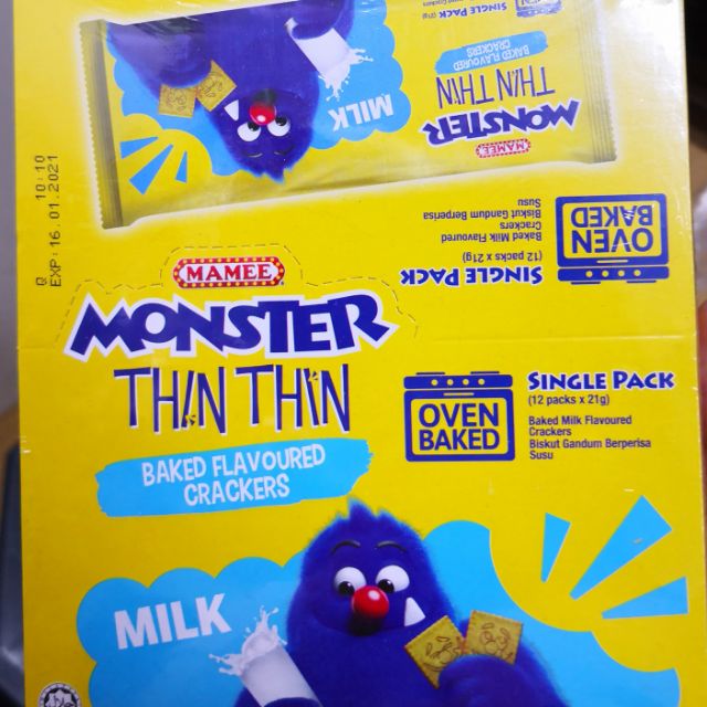 Mamee Monster Thin Thin Cracker milk(21g/12pkt) | Shopee Malaysia