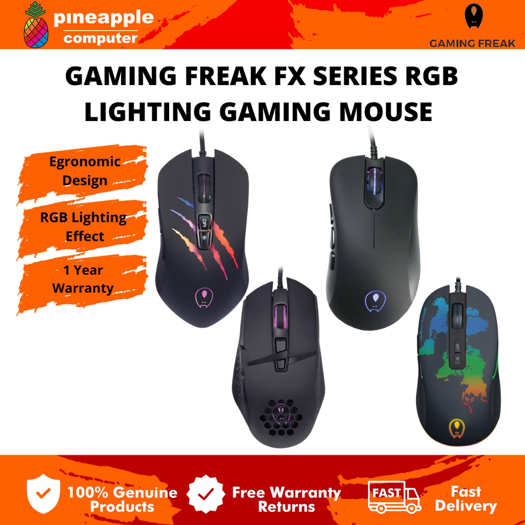 Gaming Freak FX Series RGB Lighting Ergonomic Gaming Mouse GFM-FX1, FX2, FX3, FX4, FX5, FX6, FX7 ...