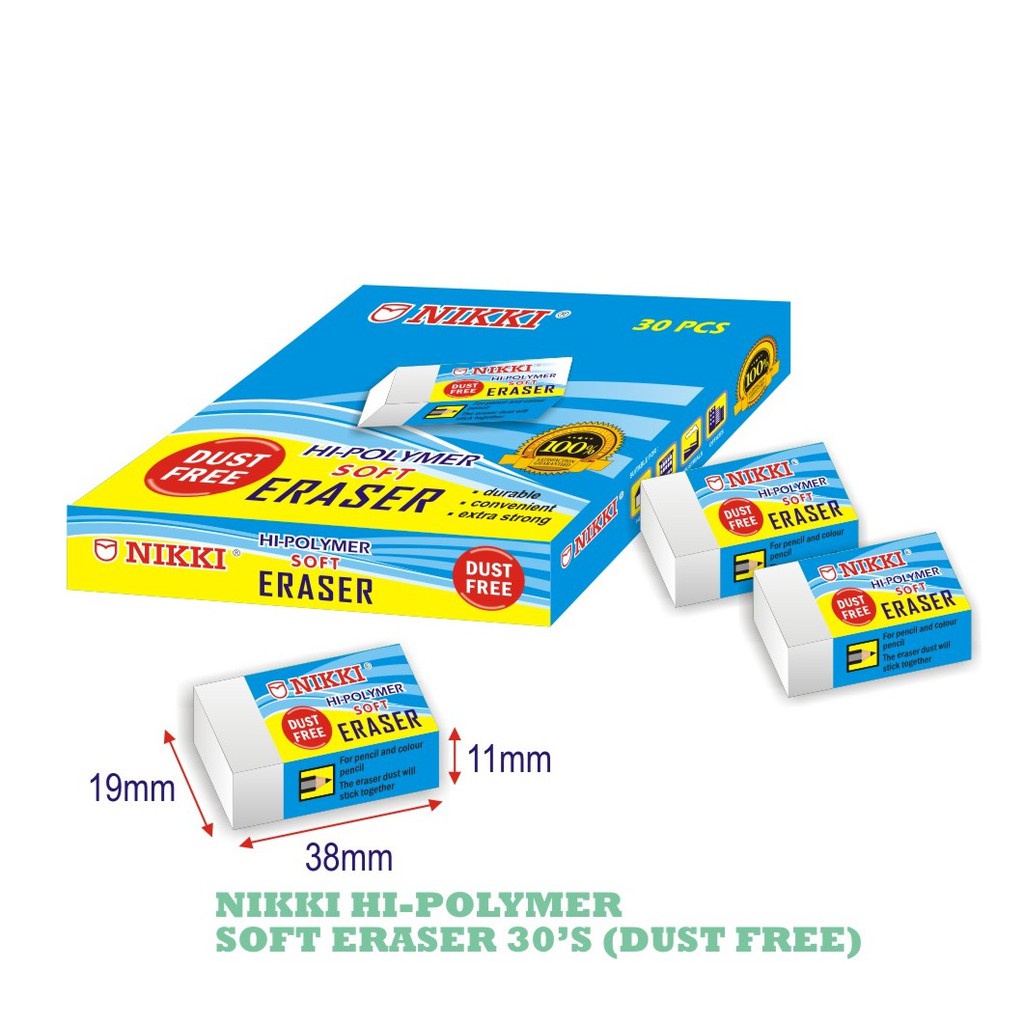 Faber Castell DUST FREE ERASER 7086-30 | Nikki High Polymer Soft Eraser ...
