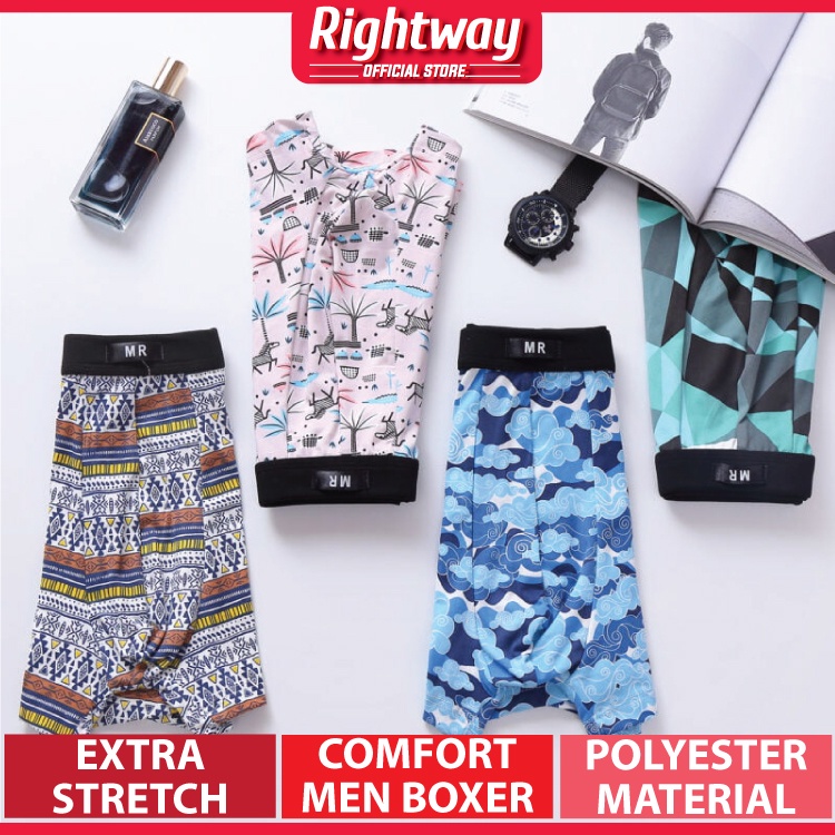 RIGHTWAY EXTRA STRETCH MR Men Boxer Short Underwear Brief Trunk Printed ...