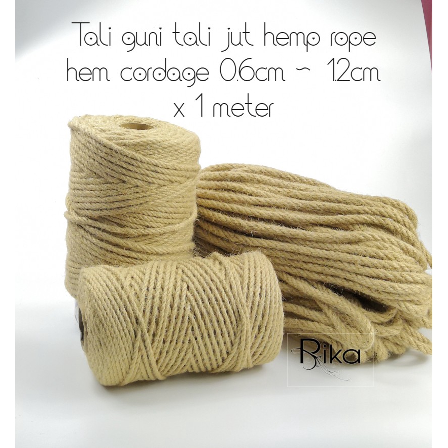 Tali guni tali jut hemp rope hem cordage 0.1cm ~ 1.2cm x 1 meter ...