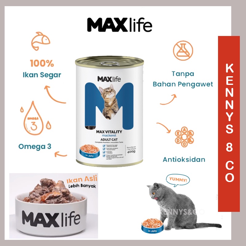 MAXlife Wet Cat Food Mackerel Can 400gr | Max Vitality, a quality ...