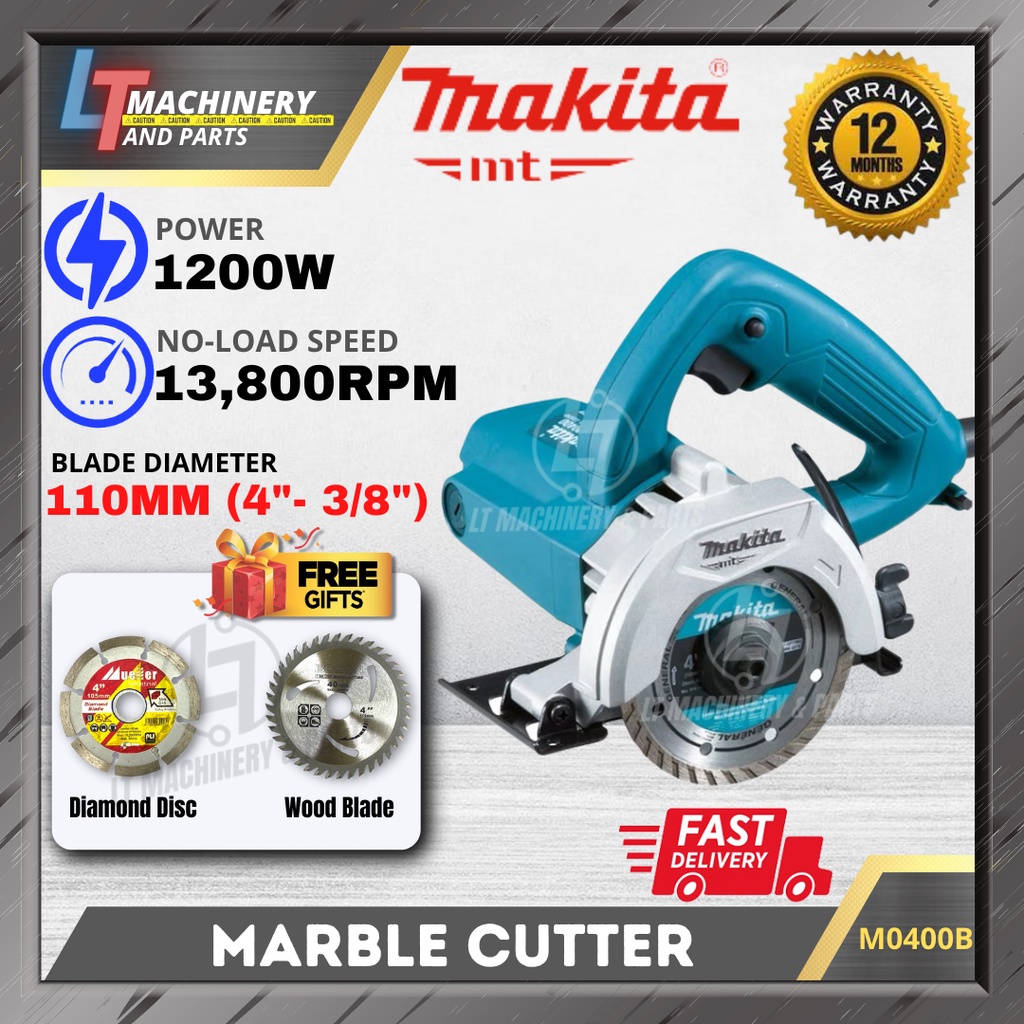 Makita M0400B Marble Cutter 4" 1200W | FOC Diamond Disc & Wood Blade ...