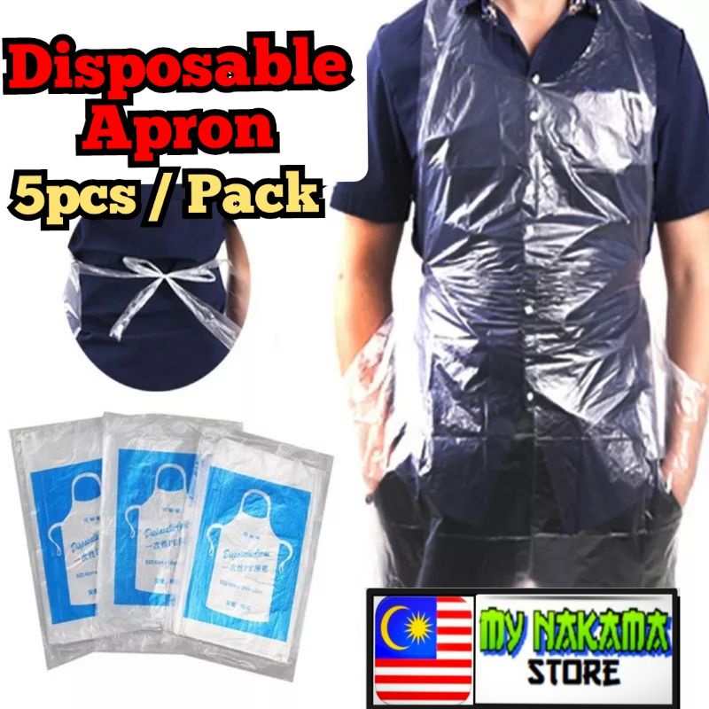 [5Pcs/Pack] Disposable Apron Pakai Buang School Restaurant Drawing ...