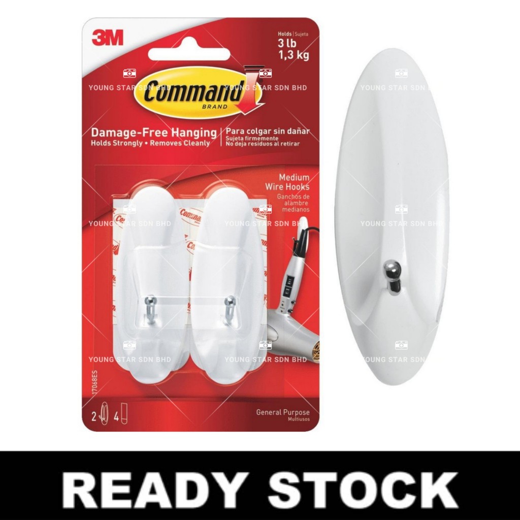 3M Command™ 17068ANZ MEDIUM WIRE HOOK (051131921276) | Shopee Malaysia