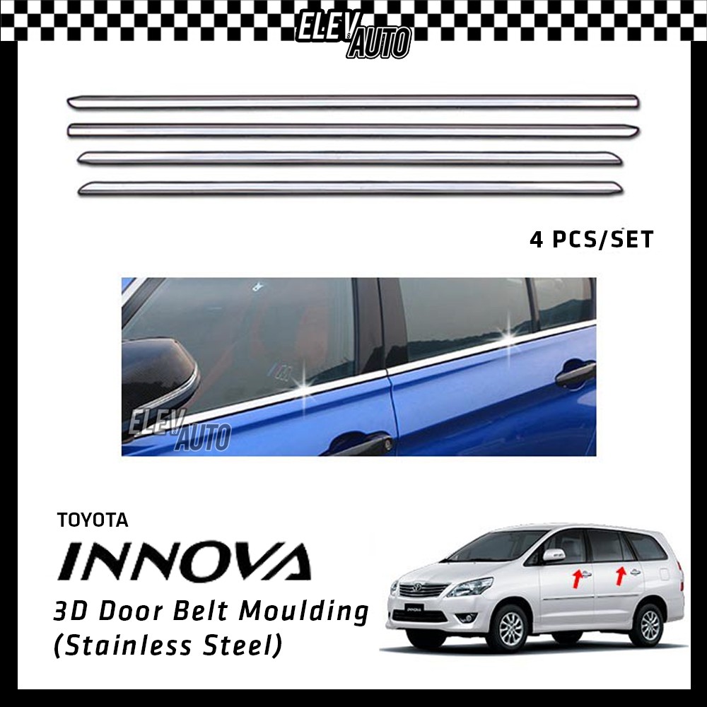Toyota Innova 2005-2016 Chrome Lining Door Belt Moulding 3D Stainless ...