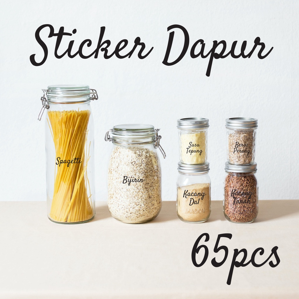 STICKER LABEL DAPUR WATERPROOF | Kitchen Label Waterproof 65pcs - Boleh ...