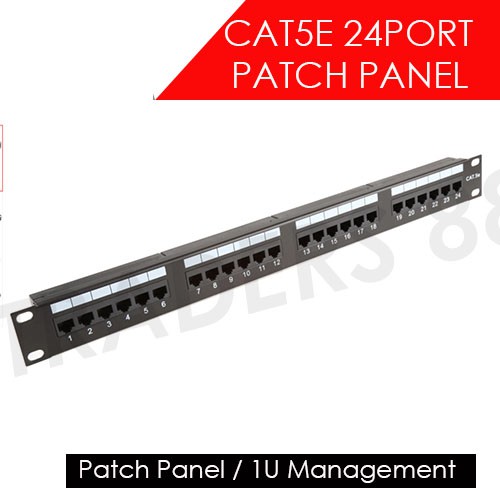 24 Port CAT5E/ CAT6 RJ45 19" 1U Rackmount Patch Panel 24Port Cat5 Rack ...