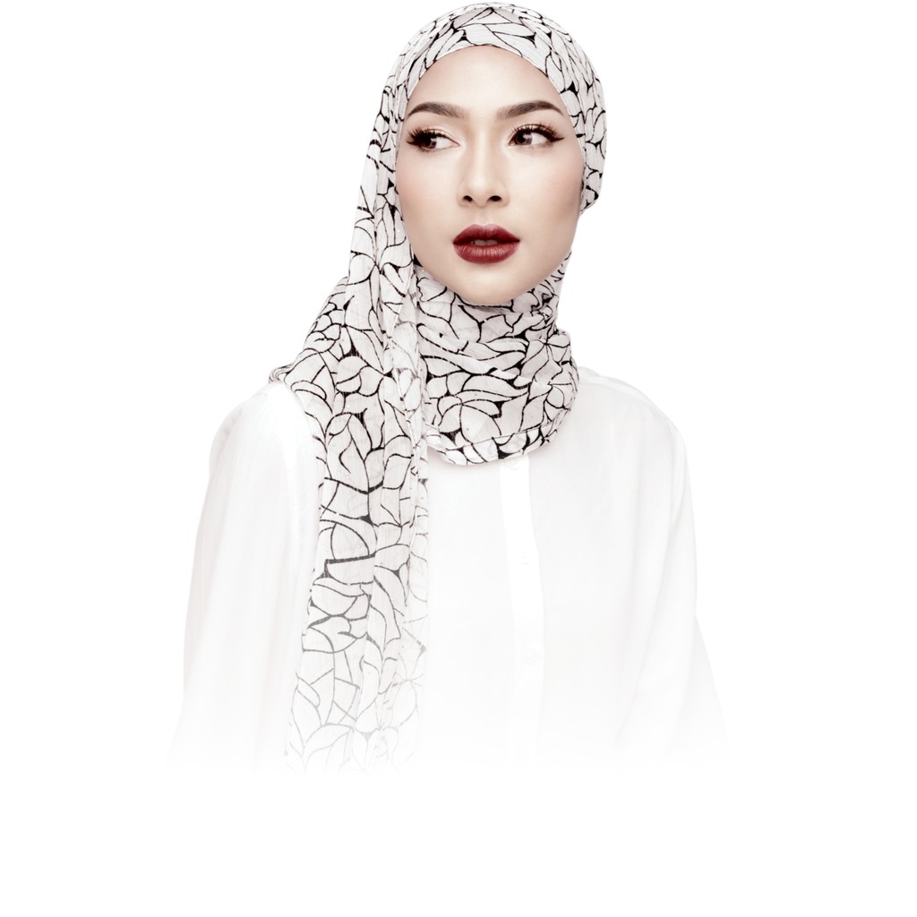 SHAWL CHIFFON PREMIUM / TUDUNG BERCORAK DEDAUN / TUDUNG MUSLIMAH ...