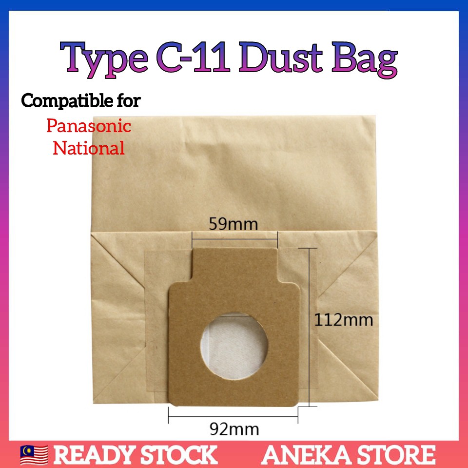 🇲🇾 Suitable for Panasonic Vacuum Cleaner Paper Dust Bag Type C 11 C-11 ...