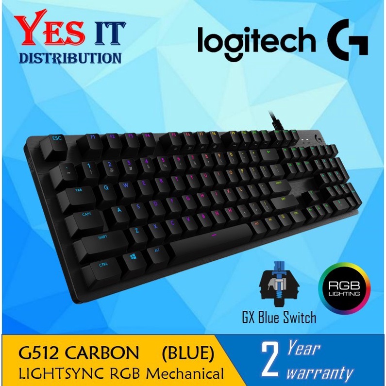 Logitech G512 Carbon LIGHTSYNC RGB Mechanical Gaming Keyboard - GX Blue Switch | Shopee Malaysia