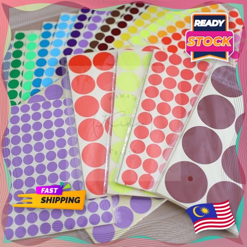 [96Pcs] Sheet Color Sticker 16mm Circle Round Color Coded Adhesive ...