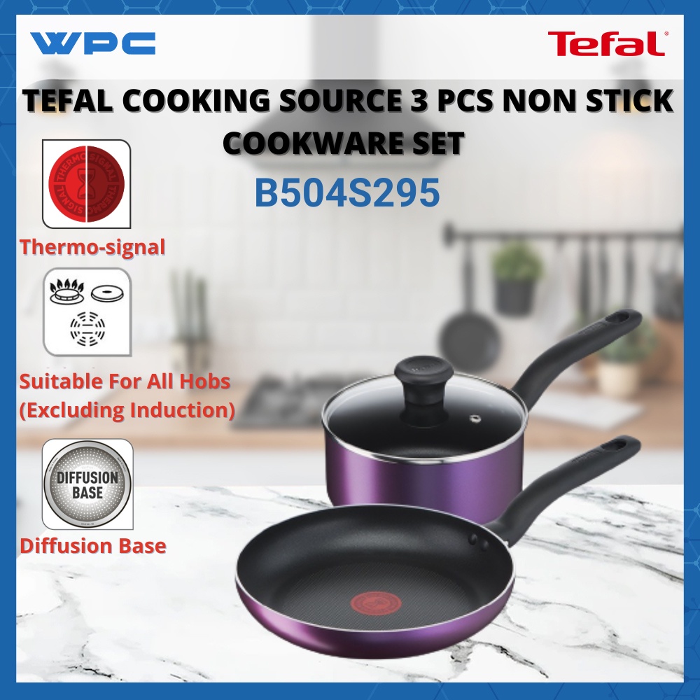 TEFAL COOKING SOURCE 3 PCS NON STICK COOKWARE SET (B504S295) -FryPan ...
