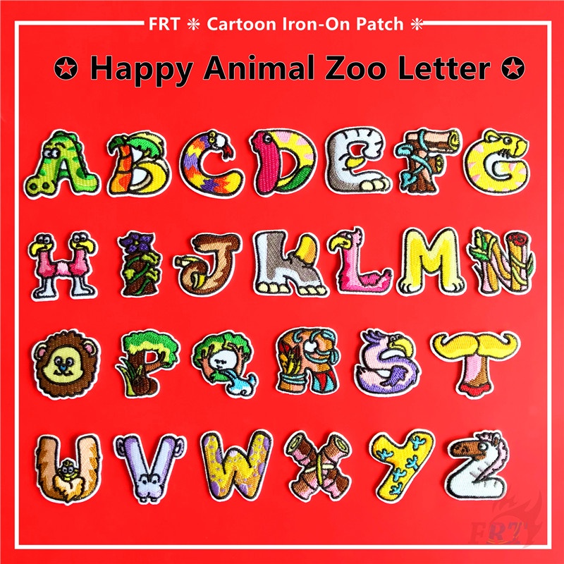 ☸ Happy Animal Zoo Letters Iron-On Patch ☸ 1Pc Cartoon DIY Sew on Iron ...