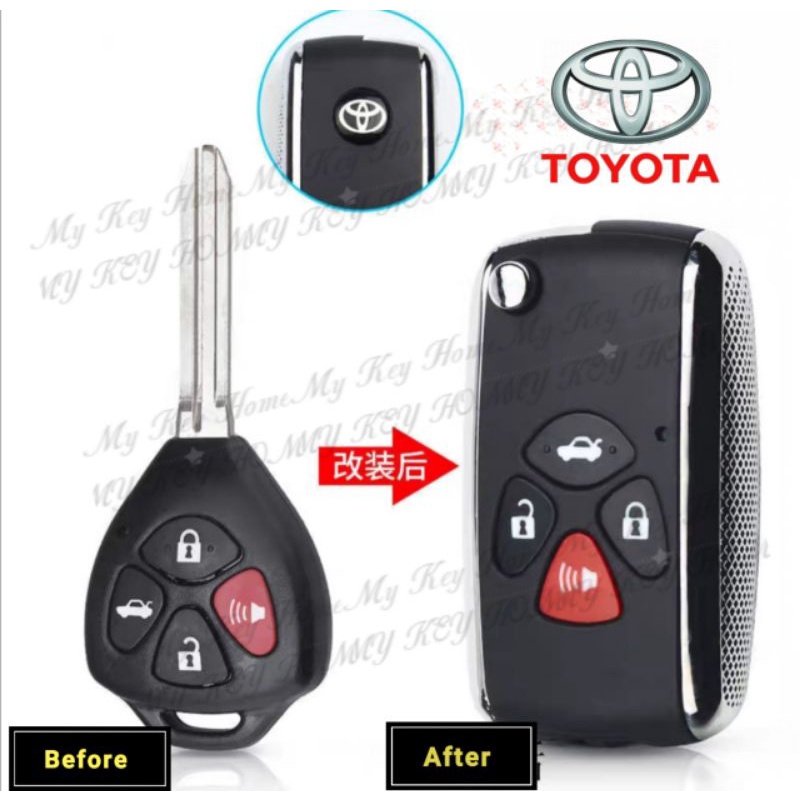 TOYOTA 4 Buttons Flip Key Casing ~ With TOYOTA Logo | Shopee Malaysia
