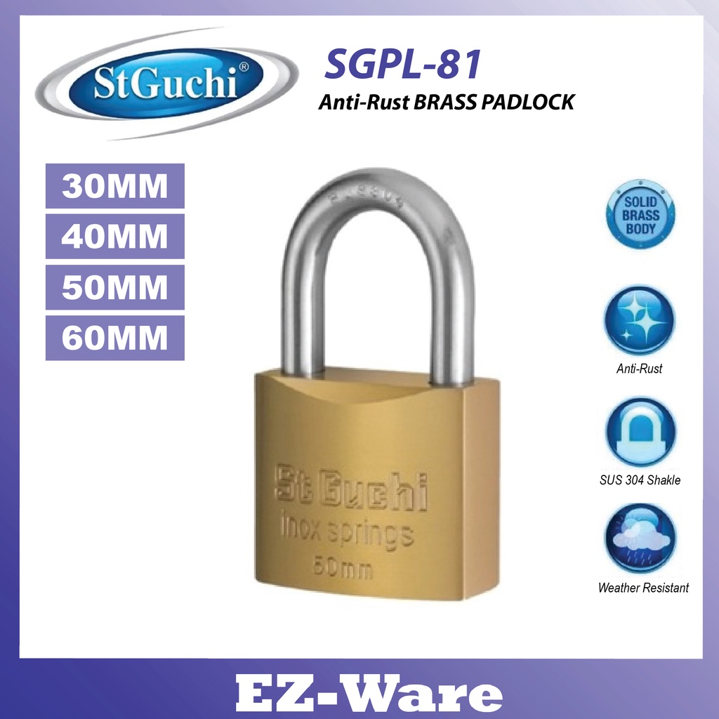 ST GUCHI SGPL-81 Anti-Rust BRASS PADLOCK 30/40/50/60mm | Shopee Malaysia