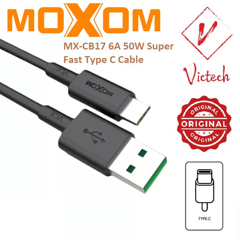 Moxom MX-CB17 6A 50W Super Fast Charging Type C Data Cable Quick Charge QC 3.0 (100% Original ...