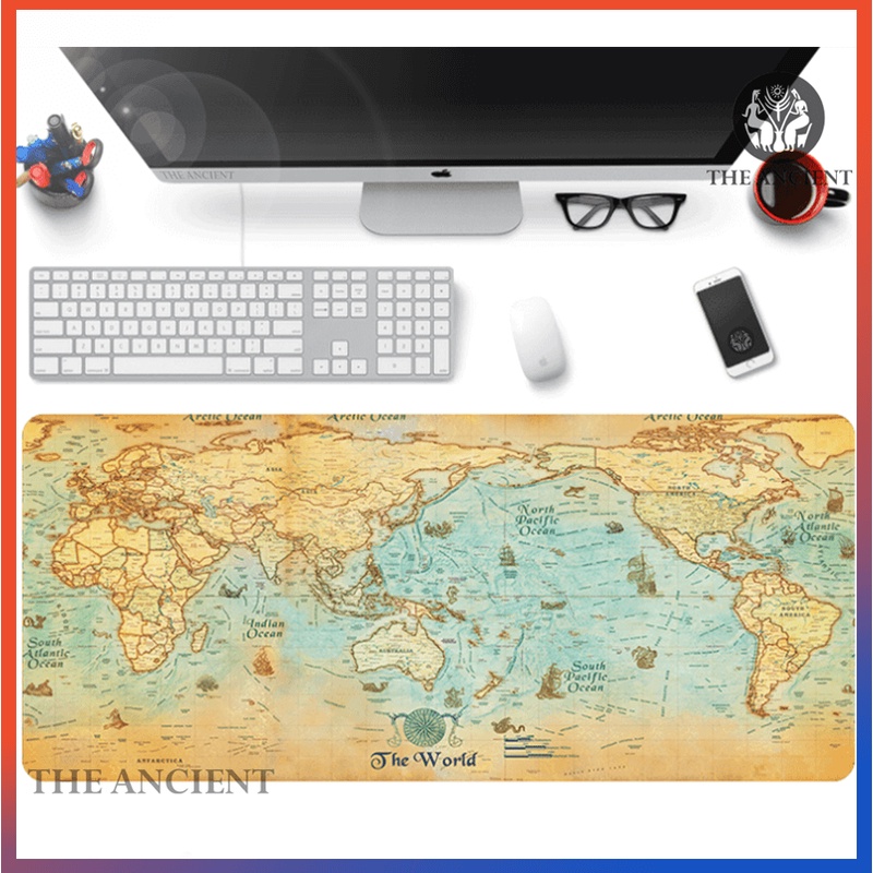 World Map Mouse Pad, Pads Tetikus Besar: Large Size Office Home Laptop ...