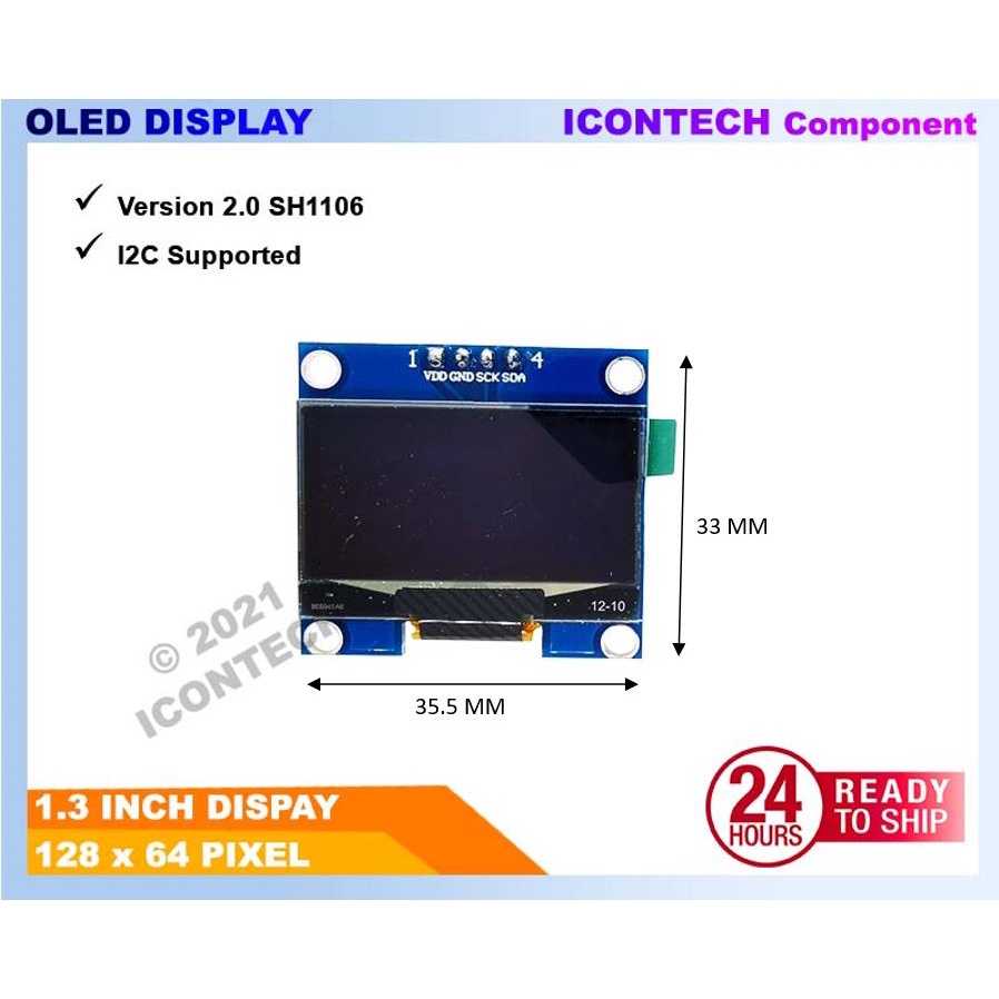 1.3 Inch I2C White 12864 OLED module LCD Display Screen Arduino STM32 IoT Project 0.96 Inch ...