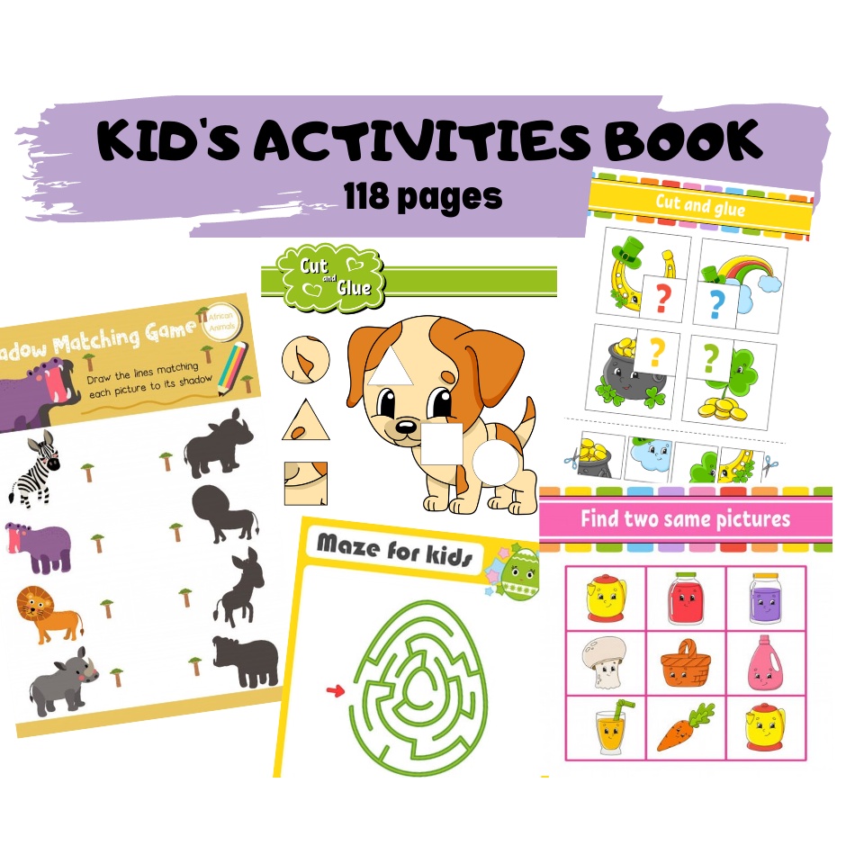 A136 - [PDF] Kid's Activities Book 118 pages - worksheet exercise ...