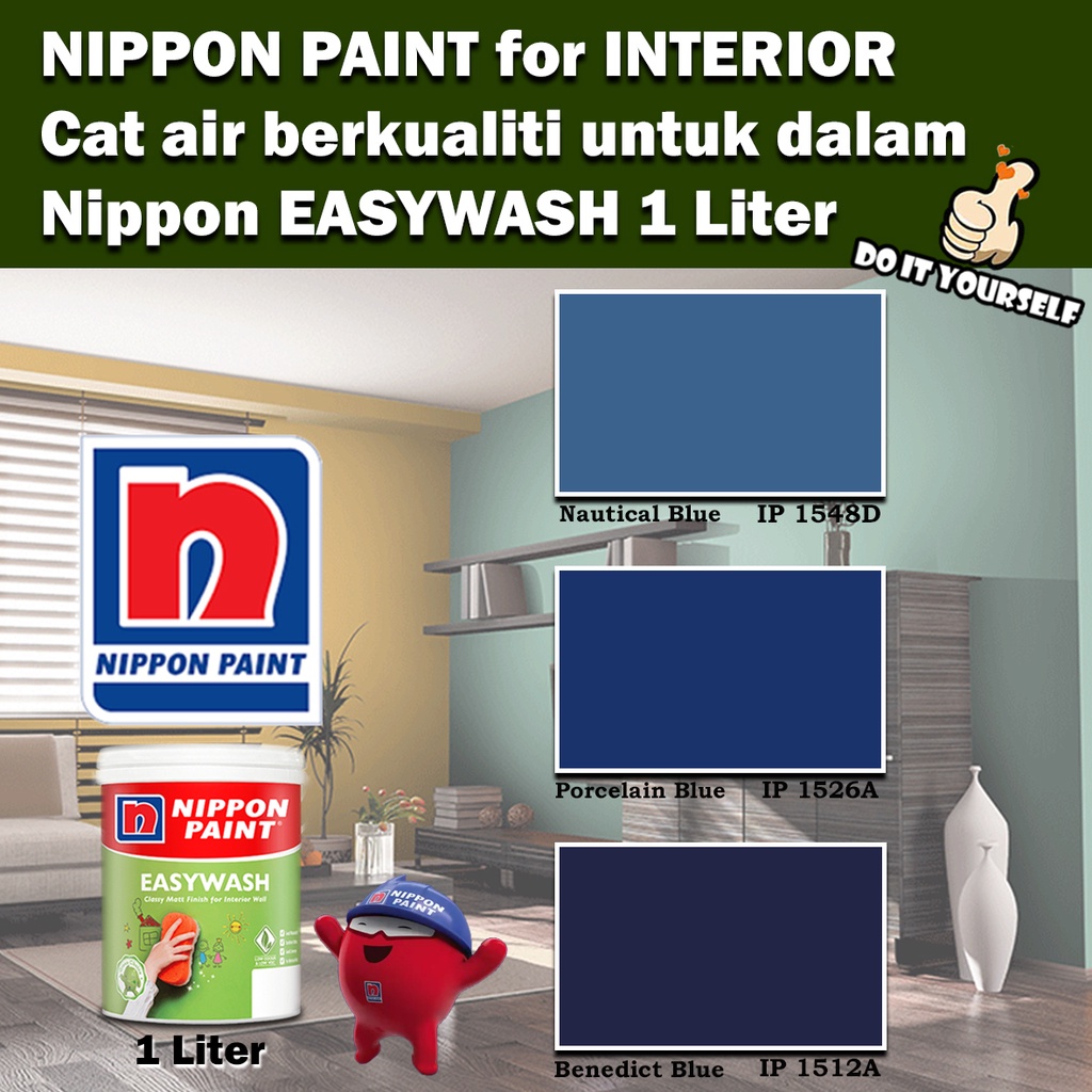 Nippon Paint EasyWash Interior collection 1 Liter Nautical Blue 1548D ...