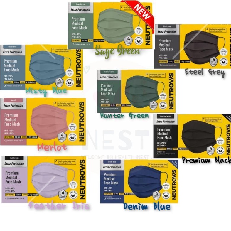 Neutrovis Medical Face Mask Premium 50pcs 3ply/4ply (kf94 10pcs ...
