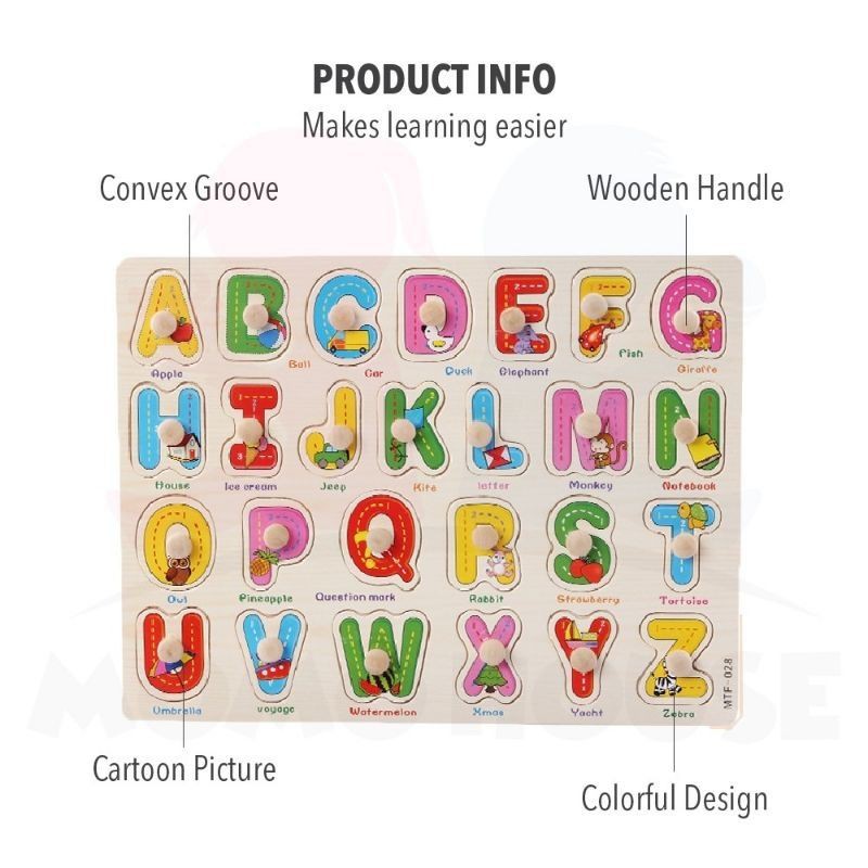 ABC 3D Wooden alphabet kids puzzle board/Early learning education ...