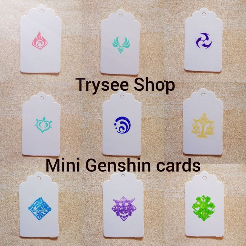 Genshin Impact Handmade Card - Element Stamp / Gift Memo Mini Bookmark ...