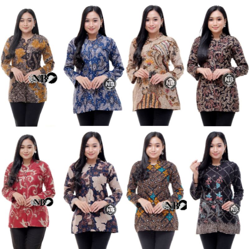 BB Batik Perempuan Uniform Working Women Blouse Front KANCING | Shopee ...