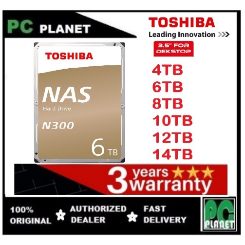 Toshiba (4TB/6TB/8TB/10TB) NAS Hard Disk N300 Internal Hard Drive 3.5" SATA 7200RPM | Shopee ...