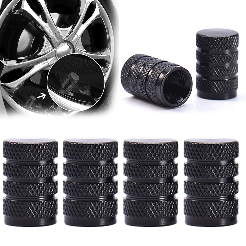 Hot 4PCs Black Durable Aluminium Alloy Dust Cover Wheel Tire Tyre Rim ...