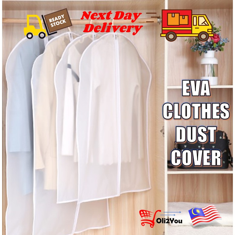 Full Zipper EVA Clothes Dust Cover Transparent Clothes Storage Garment ...