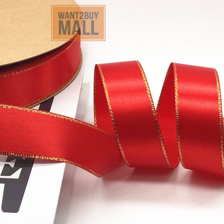 1 meter Gold Trim Premium Quality Double Faced Satin Ribbon DIY Craft ...