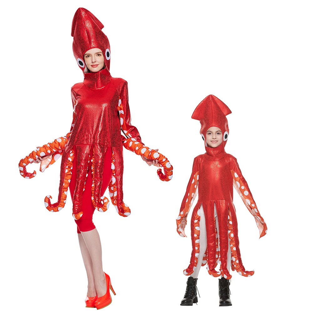 Ready Stock Women Cute Squid Costume Adult & Kids Lovely Octopus Marine ...