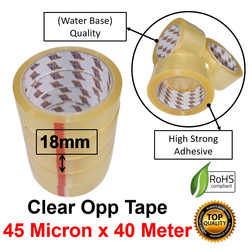 🔥CLEAR OPP TAPE🔥【CFL】12 /18 /24MM 宽度 X 40METERS 长度 LENGTH X 45MIC 厚度 ...