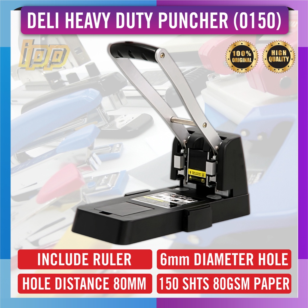 DELI 0150 Heavy Duty 2 Hole Puncher 150pages/80g Capacity / Adjustable ...