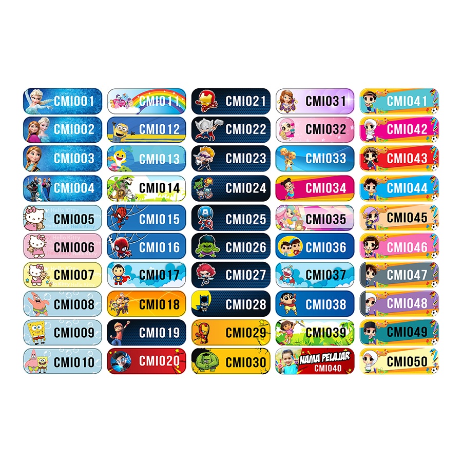 13x35mm STICKER NAMA BUKU SEKOLAH CARTOON 180pcs | Shopee Malaysia