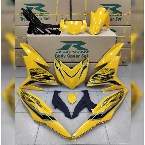 [READY STOCK] RAPIDO COVER SET Y15ZR V1/V2 EXCITER-150 (40) YELLOW (STICKER TANAM/AIRBRUSH ...