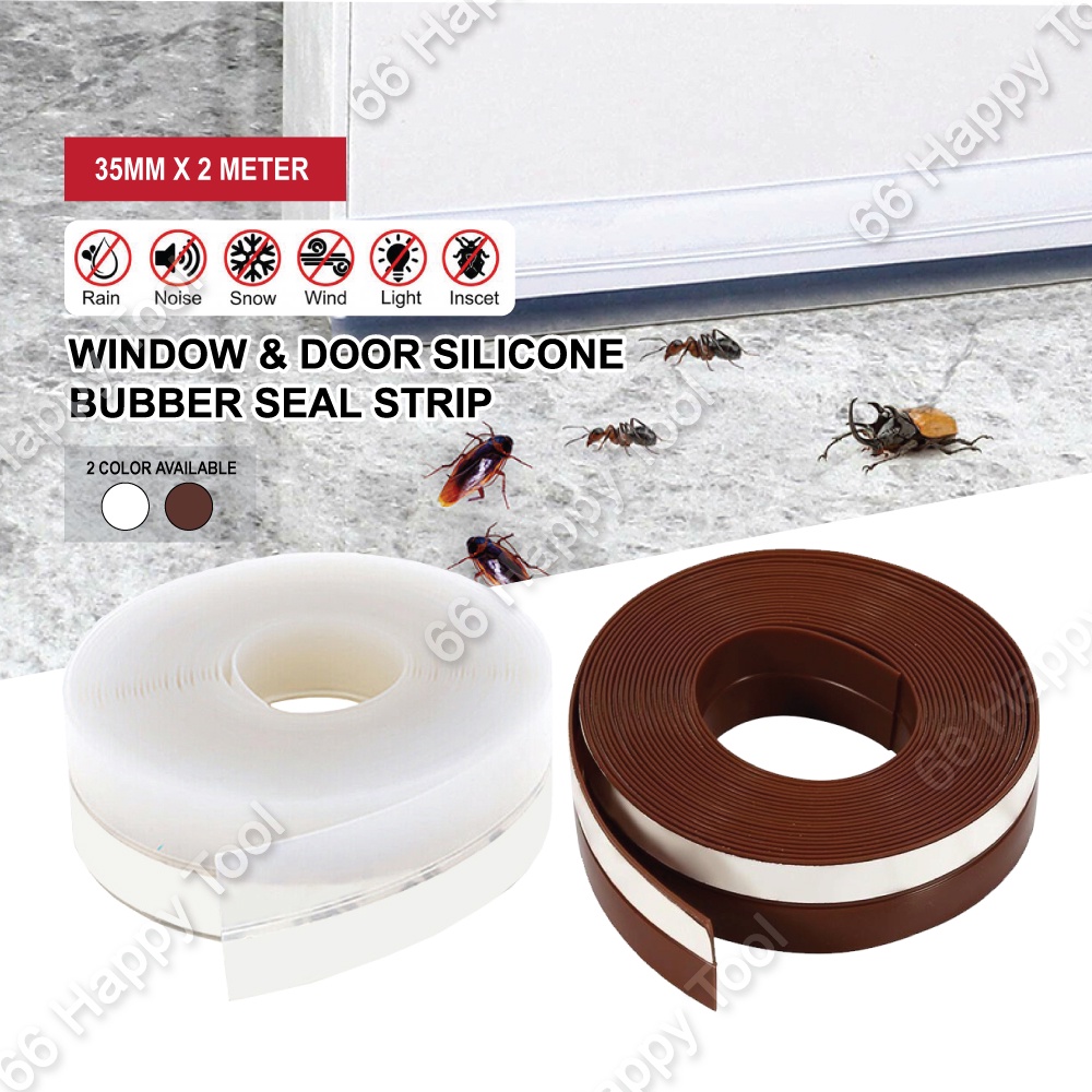 Window & Door Silicone Rubber Seal Strip 35mmx2M White/Brown Self ...