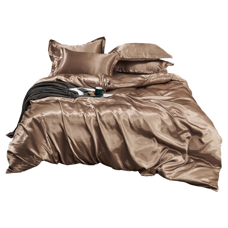SunnySunny Luxury Ice Silk Fitted Bedsheet With Elastic Rubber Satin ...