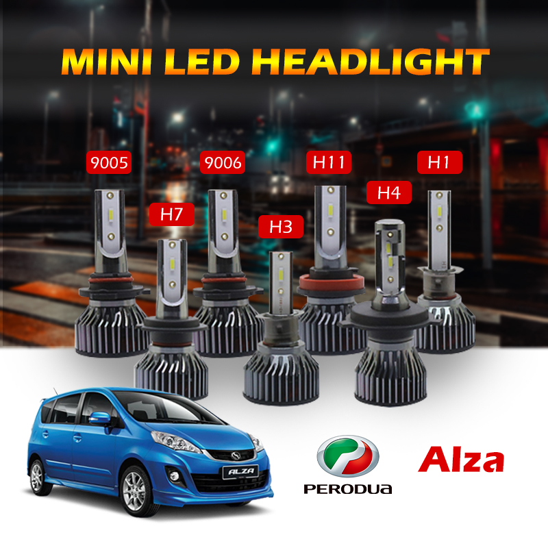 [PERODUA] Alza 2PCS Mini Type Car LED Headlight Bulb H3 H7 Hi/Lo Beam ...