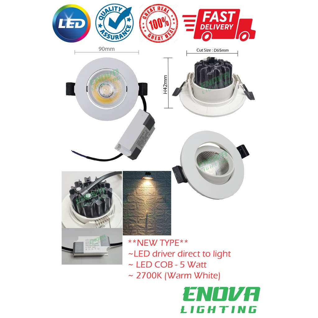 5 WATT LED SPOTLIGHT EYEBALL DOWNLIGHT | Shopee Malaysia