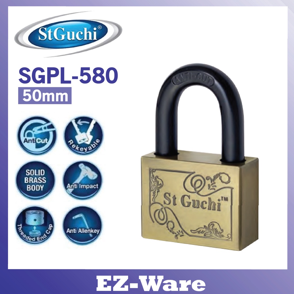 St Guchi SGPL-580 50mm Anti-Cut Solid Brass Padlock | Shopee Malaysia