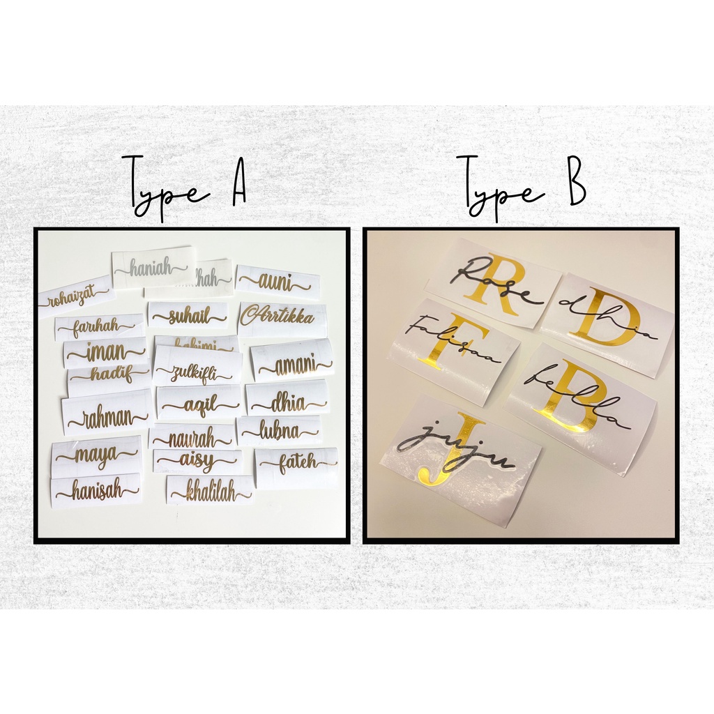 CUSTOM sticker nama vinyl sticker untuk phone, resin coaster, bookmark ...