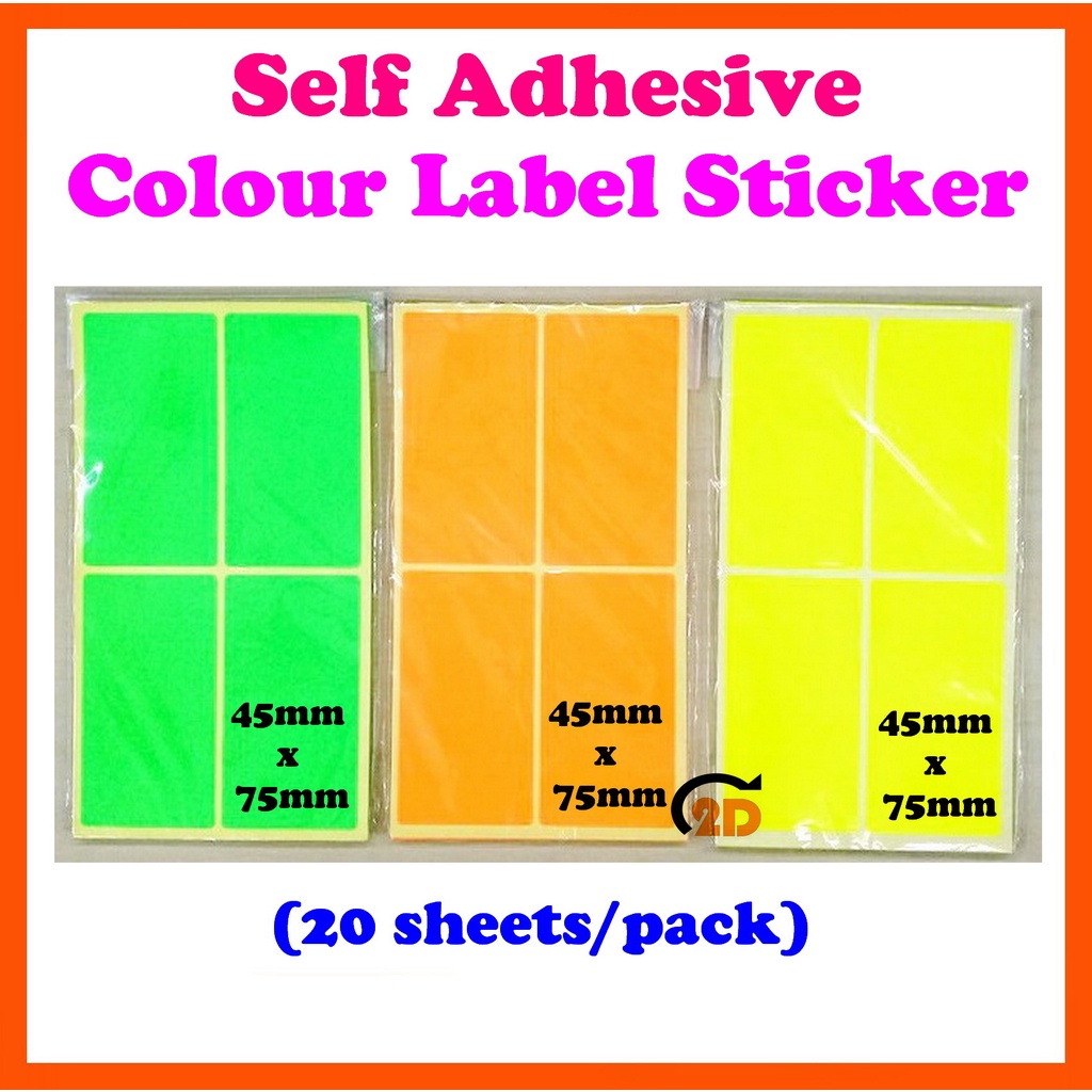 Square Self Adhesive Colour Label Sticker (20sheets/pack) | Shopee Malaysia