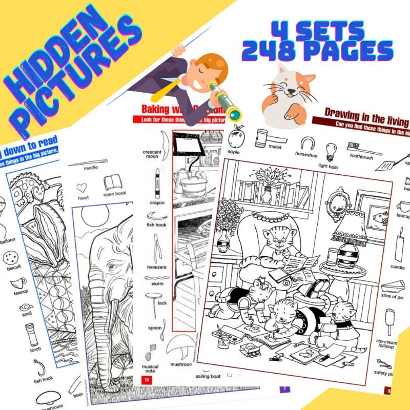 K7 Hidden Picture 4 sets printable (PDF) I Spy Look and Find worksheet ...