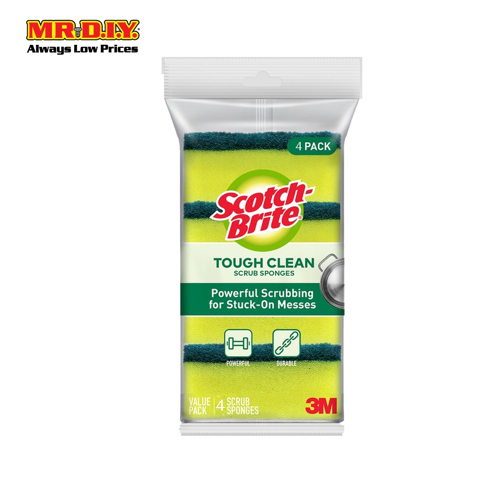 SCOTCH BRITE Kitchen Tough Cleaning Dual-Sided Scouring Sponge (4pcs ...