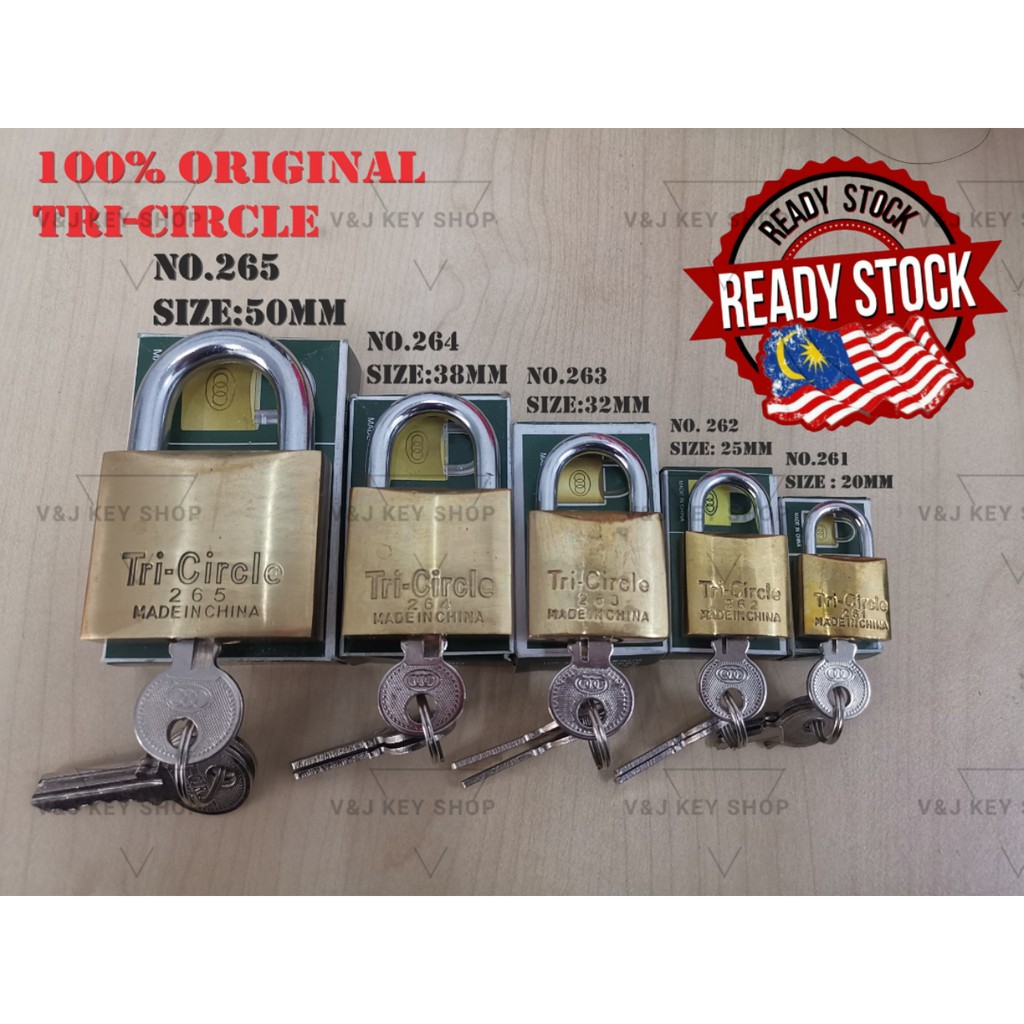 【ORIGINAL】TRI-CIRCLE BRASS PADLOCK ( TRICIRCLE ) | Shopee Malaysia