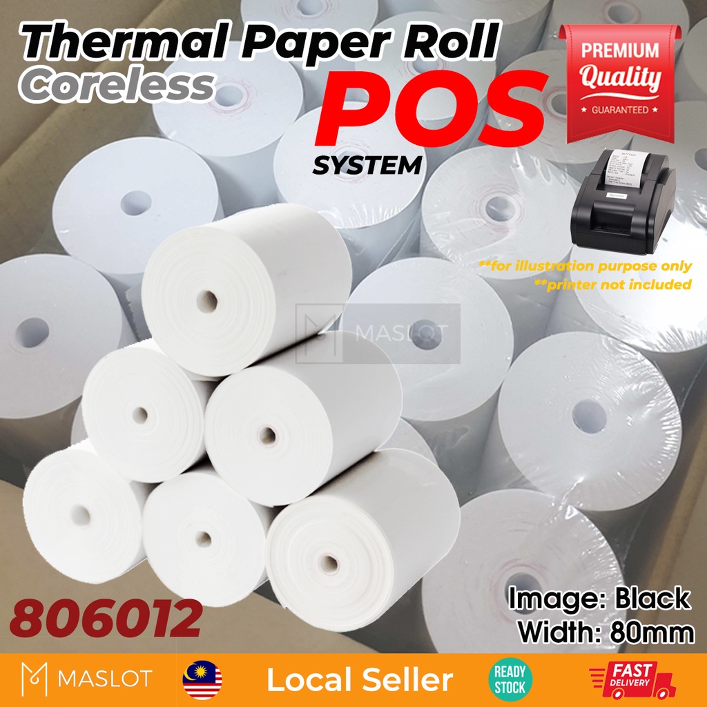 Thermal Receipt Paper Roll Coreless 806012 80mm x 27Meter / With Core ...