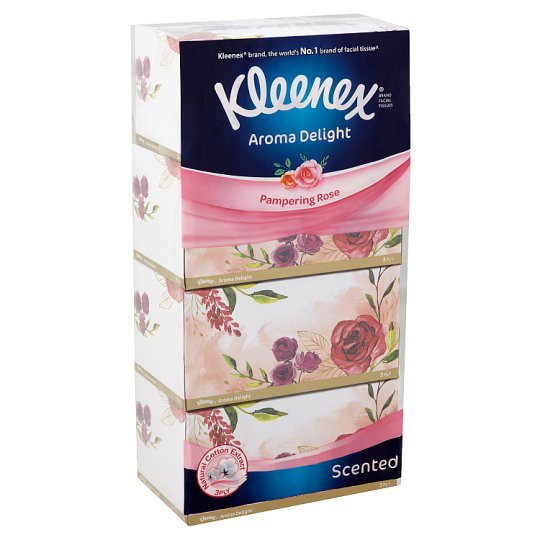 Kleenex Aroma Delight Scented Pampering Rose Facial Tissues 3 Ply 100 ...